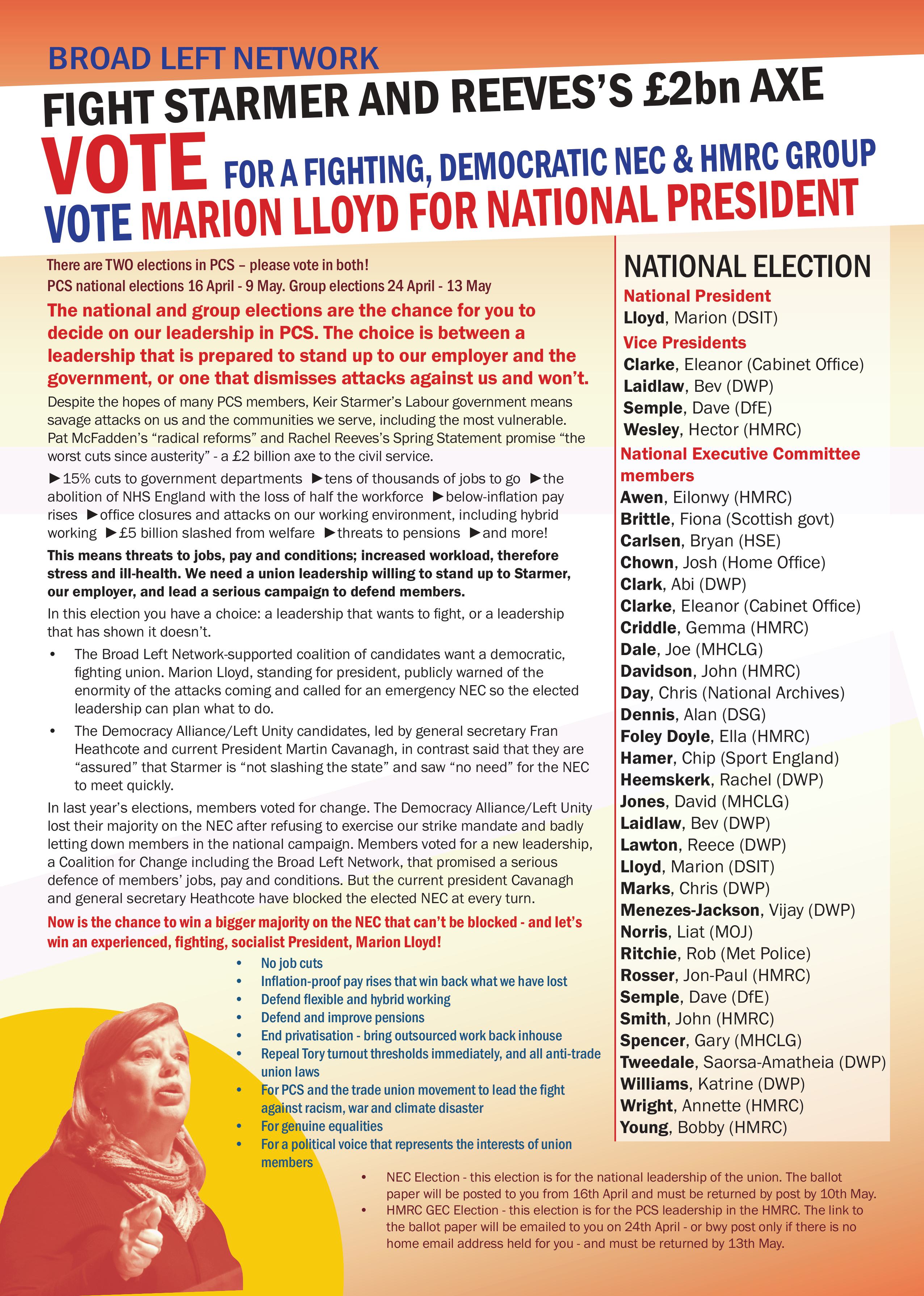 NEC Elections 2025 – PCS Broad Left Network