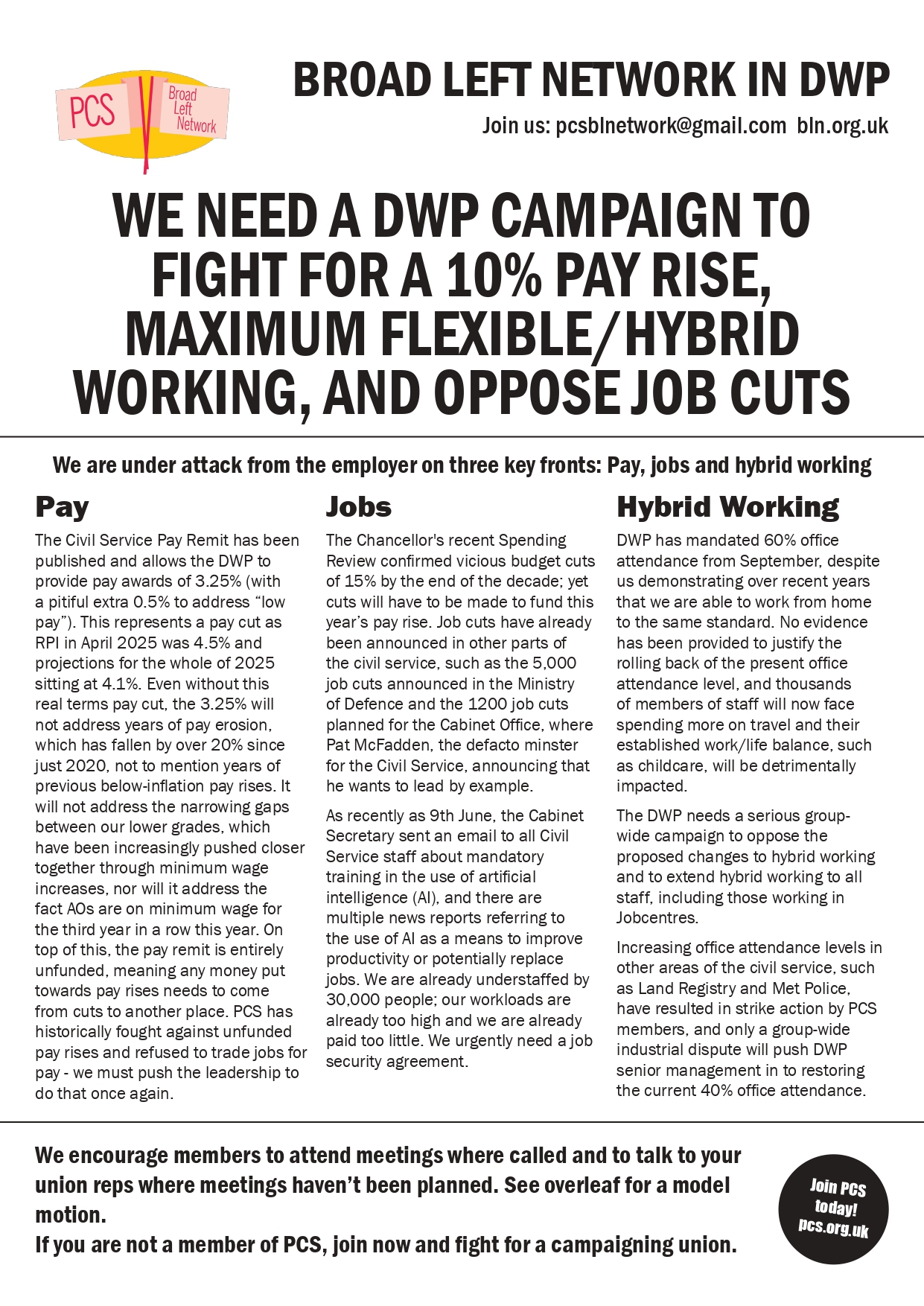 For a DWP Group-wide campaign on Pay, Jobs and Hybrid working! – PCS ...
