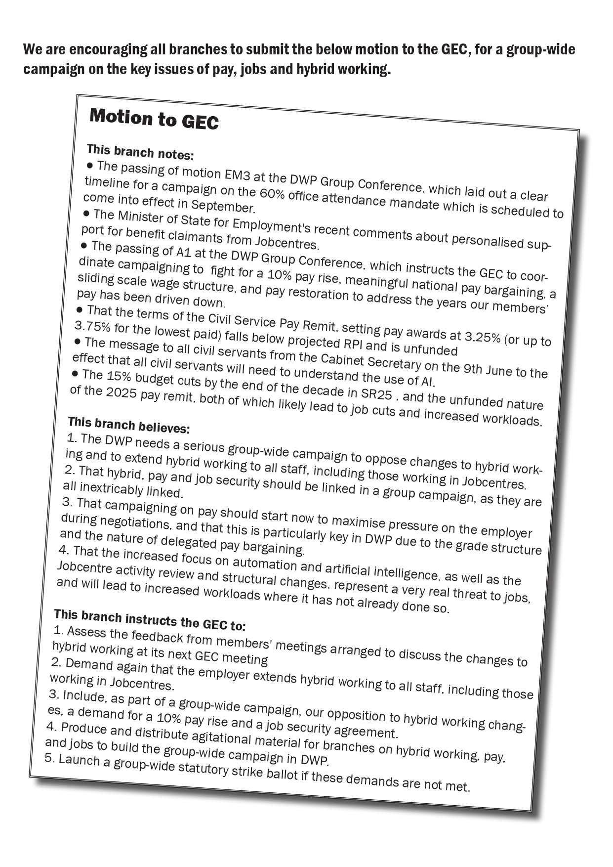 For a DWP Group-wide campaign on Pay, Jobs and Hybrid working! – PCS ...